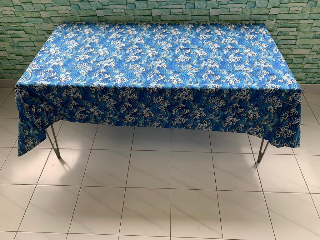 Japanese Style Waves Print Fabric Table Cloth in 2 colours, Furniture ...