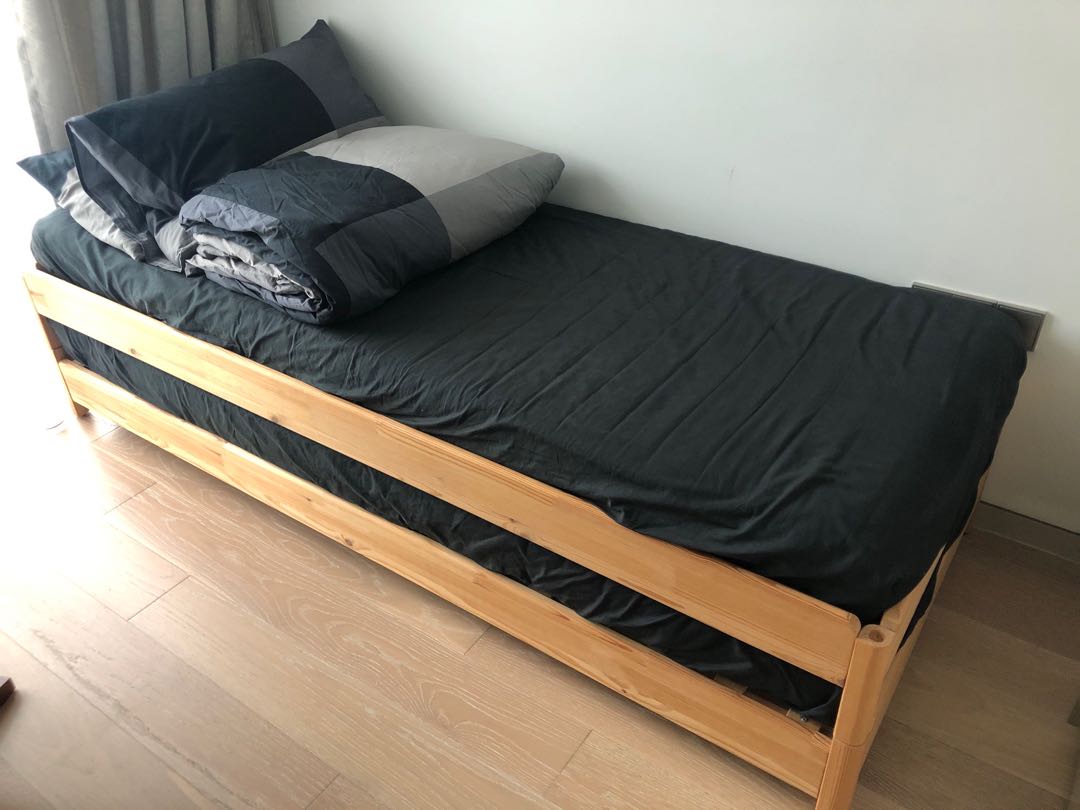Stackable Single Bed (Ikea, Utaker), Furniture & Home Living, Furniture ...