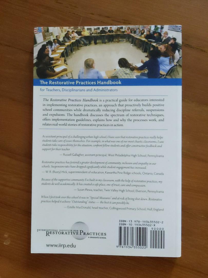 The restorative practices handbook, Hobbies & Toys, Books & Magazines ...