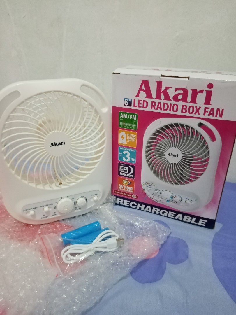 Akari Led radio box fan, Furniture & Home Living, Lighting & Fans, Fans ...
