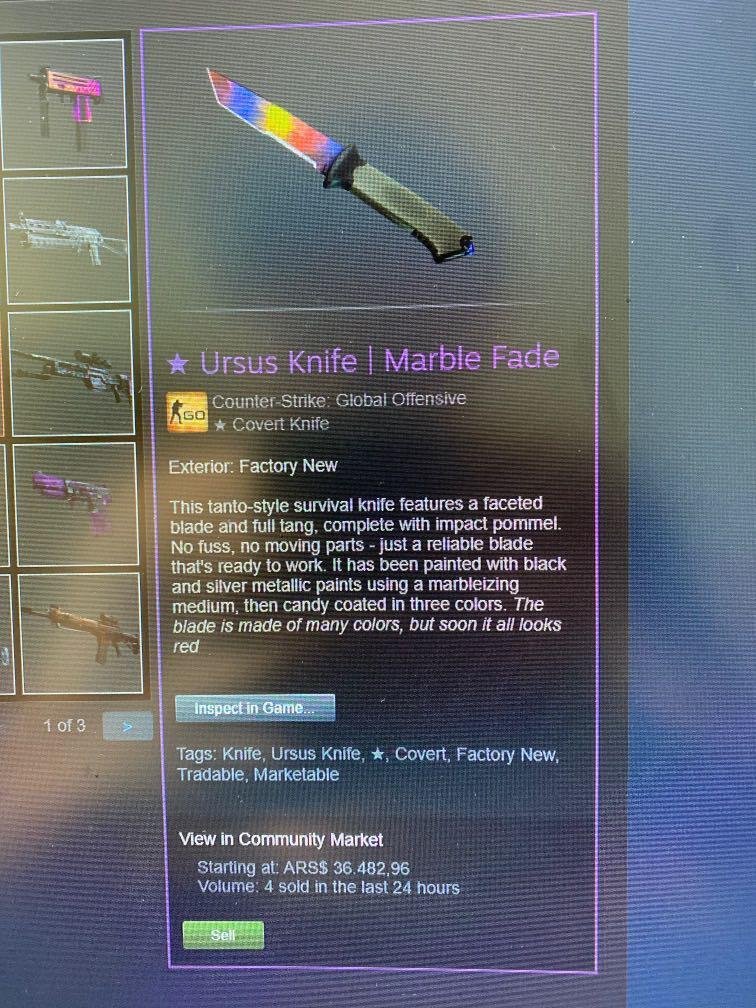 CSGO KNIFE( Ursus Knife Marble Fade FN), Video Gaming, Gaming ...