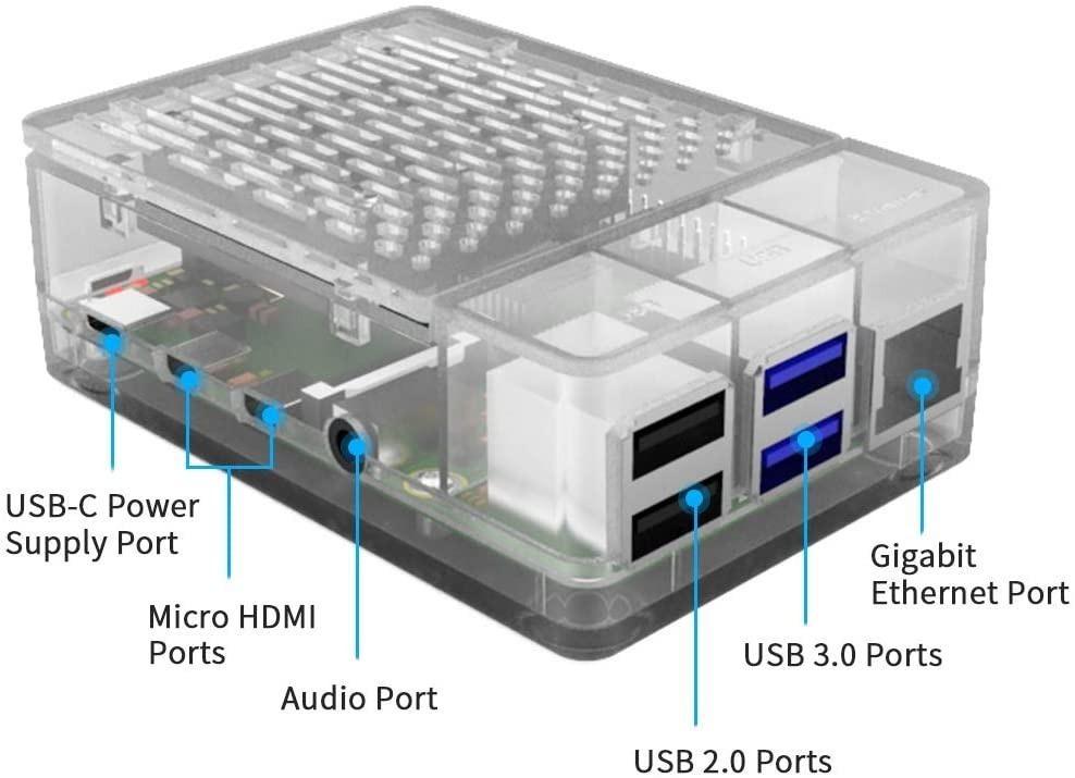GeeekPi Case for Raspberry Pi 4 Model B, Raspberry Pi 4B Case with Fan 40X40X10mm and 4pcs ...