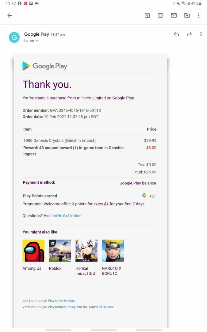 Genshin Impact Top-up(Legit method), Video Gaming, Gaming Accessories ...