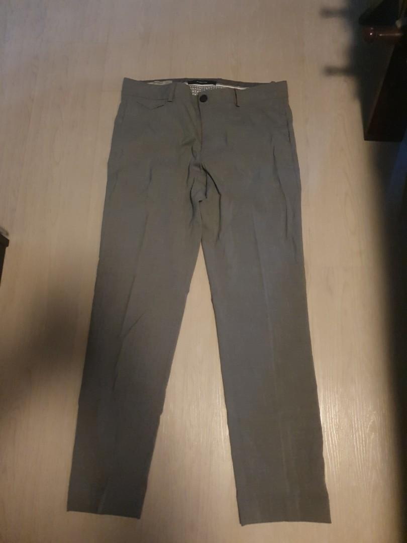 Mango Grey Slim Smart Pants, Men's Fashion, Bottoms, Trousers on Carousell