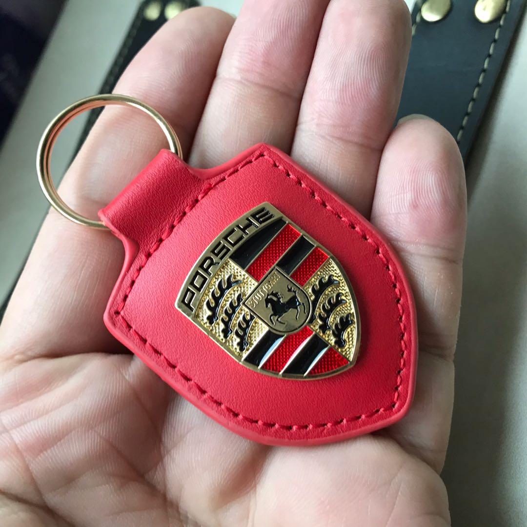 New Porsche leather keychain with logo crest for Macan cayenne Panamera ...