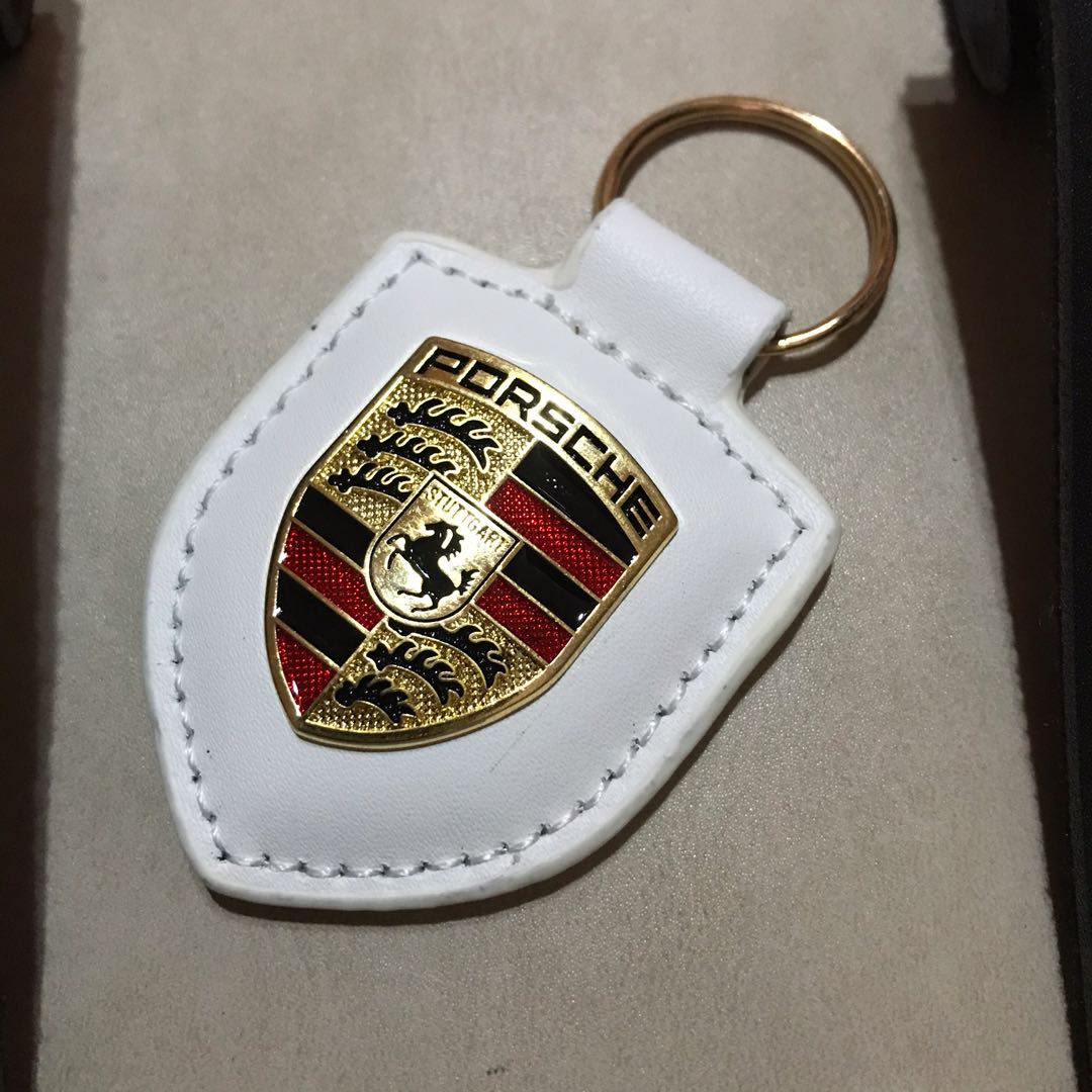 New Porsche leather keychain with logo crest for Macan cayenne Panamera ...