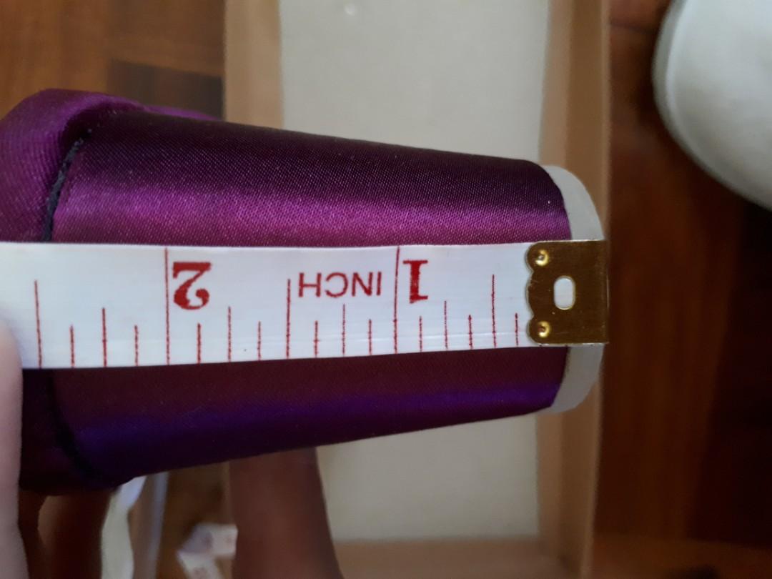 Plum / Red Violet Block Heels with Ankle Strap, Women's Fashion ...