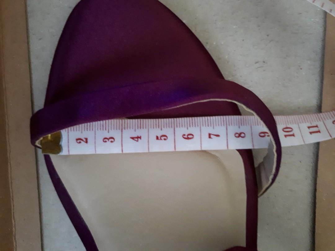 Plum / Red Violet Block Heels with Ankle Strap, Women's Fashion ...