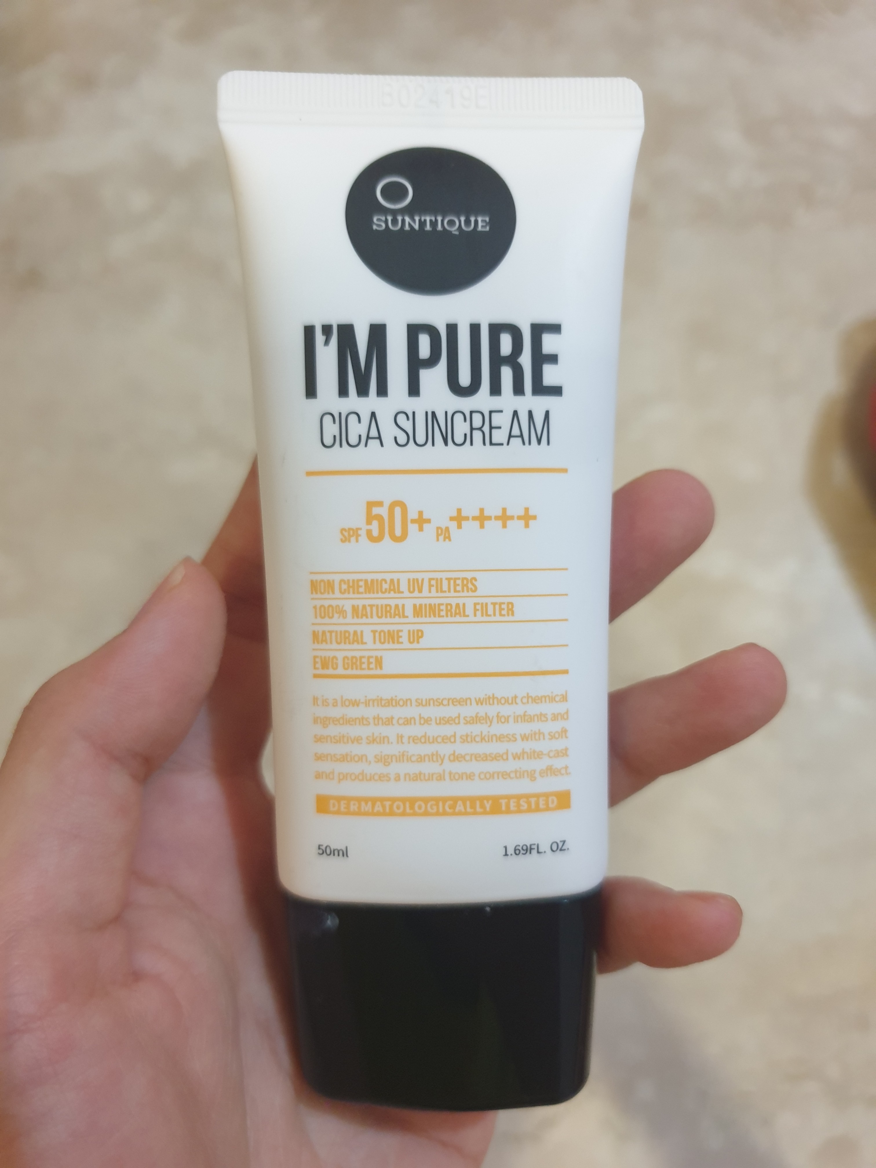 Suntique I'm Pure Cica Sunscreen SPF 50 PA++++, Beauty & Personal Care ...