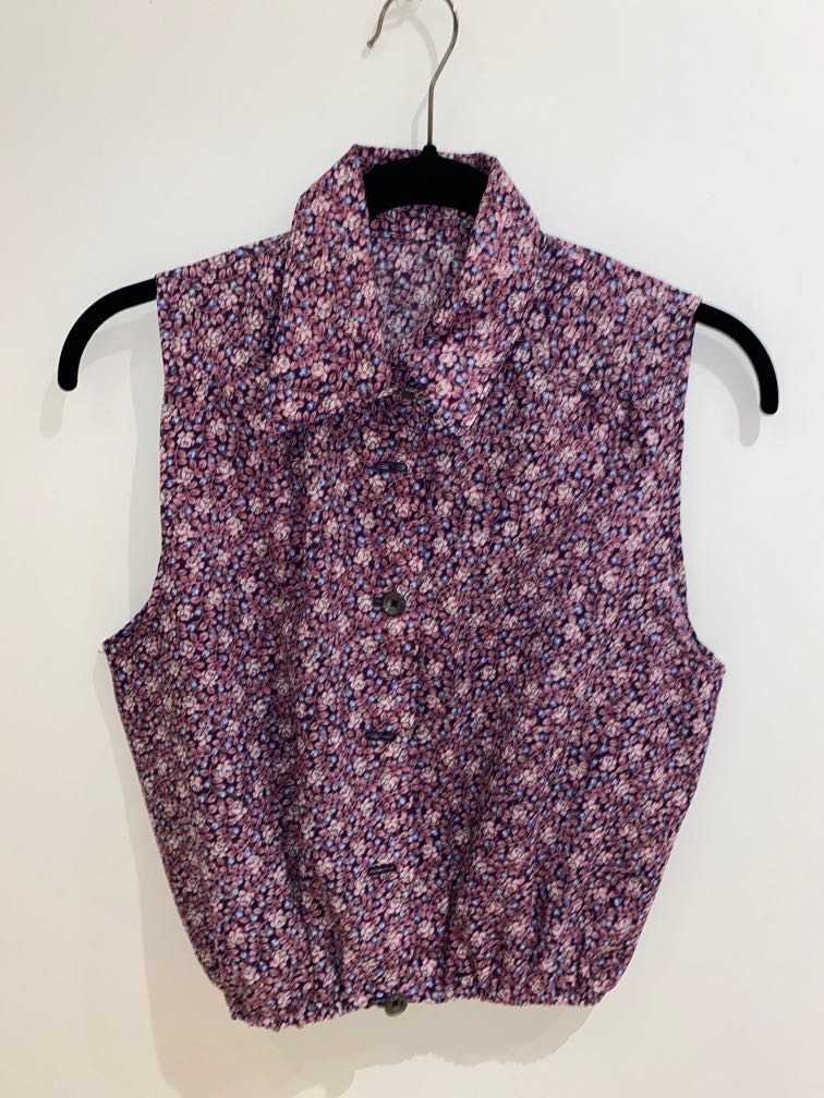 Vintage thrifted floral crop top, Women's Fashion, Tops, Sleeveless on ...