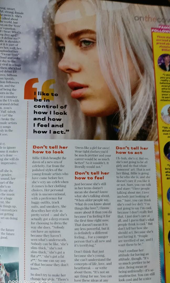 Billie Eilish on Pop Star Magazine Sept/Oct 2019, Hobbies & Toys, Books ...