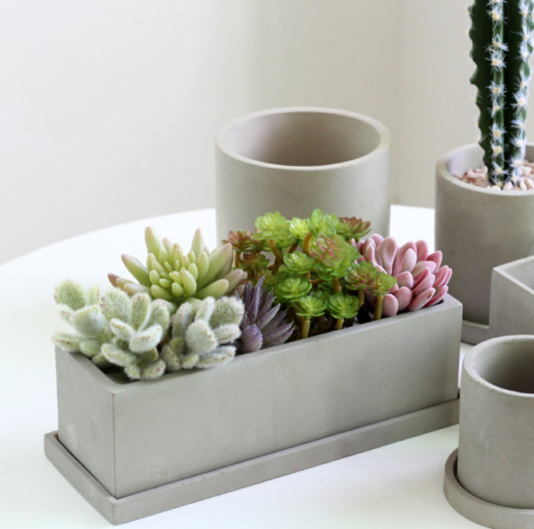 Cement Concrete Rectangular flower pot, Furniture & Home Living ...
