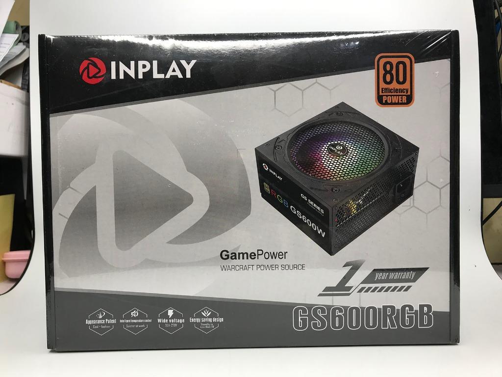 INPLAY TRUE-RATED POWER SUPPLY UNIT/ PSU, RGB 600W GS600RGB 80+ 4x SATA ...