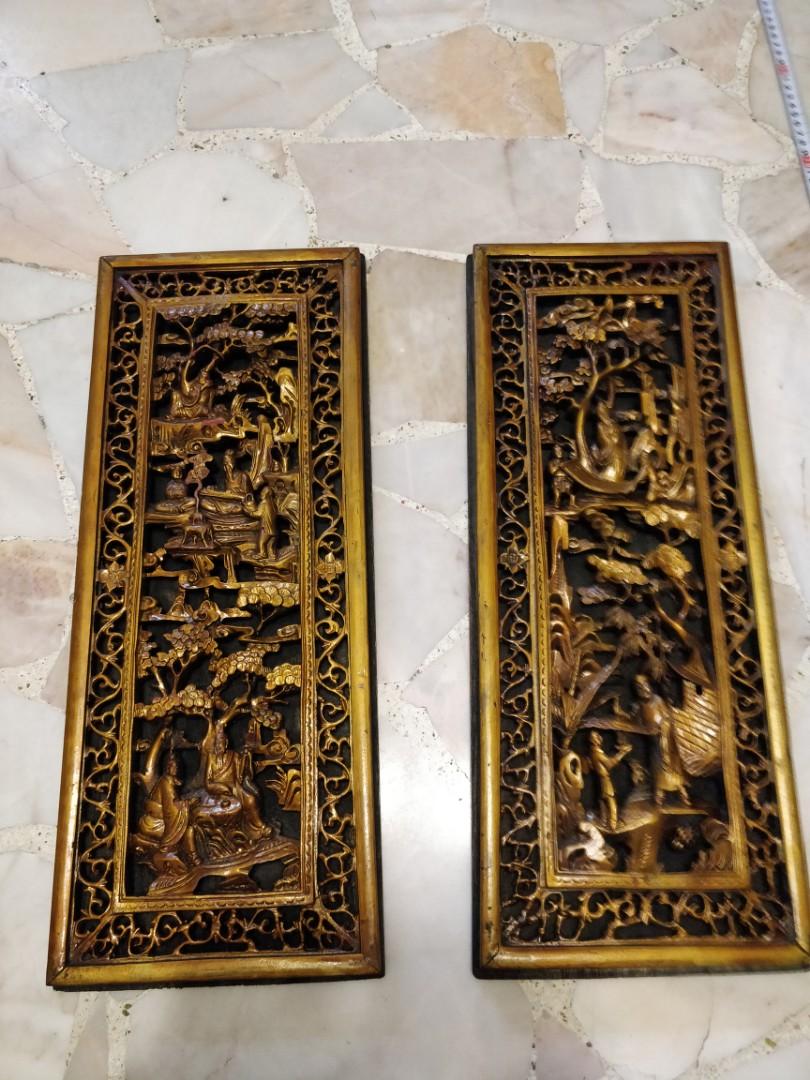 Carved vintage Chinese window grille 20x50cm, Hobbies & Toys ...