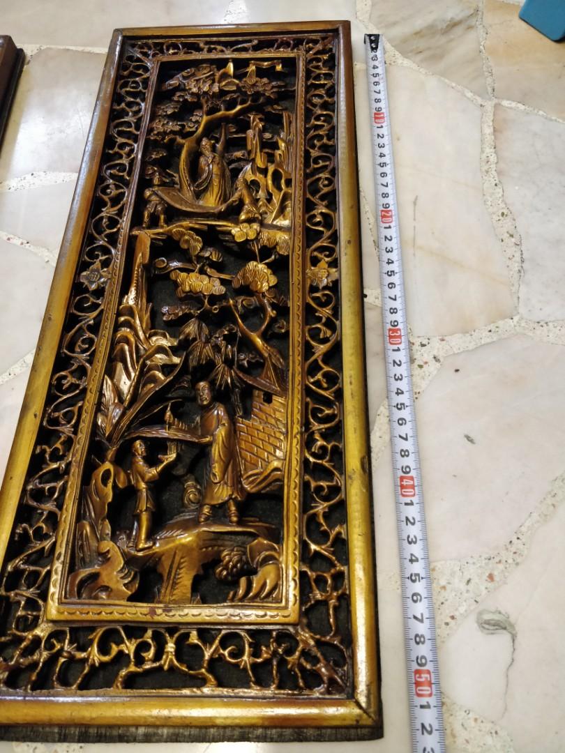 Carved vintage Chinese window grille 20x50cm, Hobbies & Toys ...
