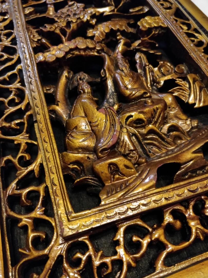 Carved vintage Chinese window grille 20x50cm, Hobbies & Toys ...