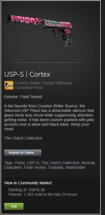 CSGO SKIN USPS CORTEX (FIELD TESTED), Video Gaming, Gaming Accessories ...