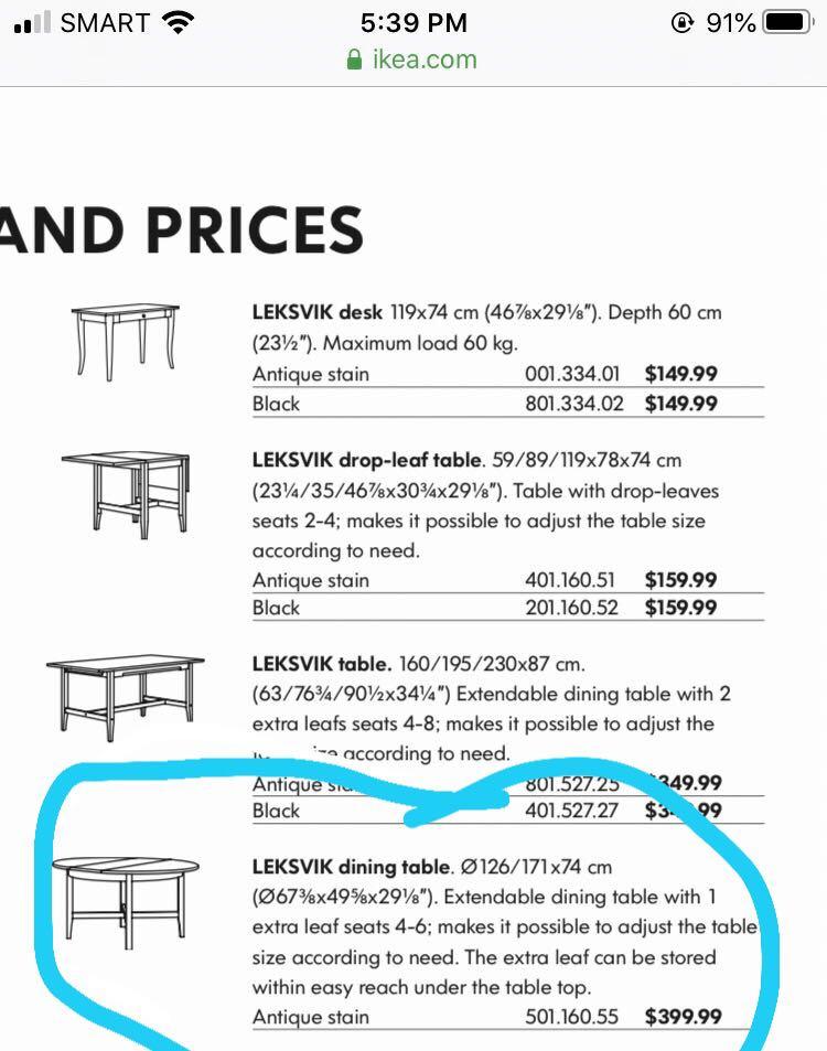 IKEA LEKSVIK Round table, Furniture & Home Living, Furniture, Tables ...