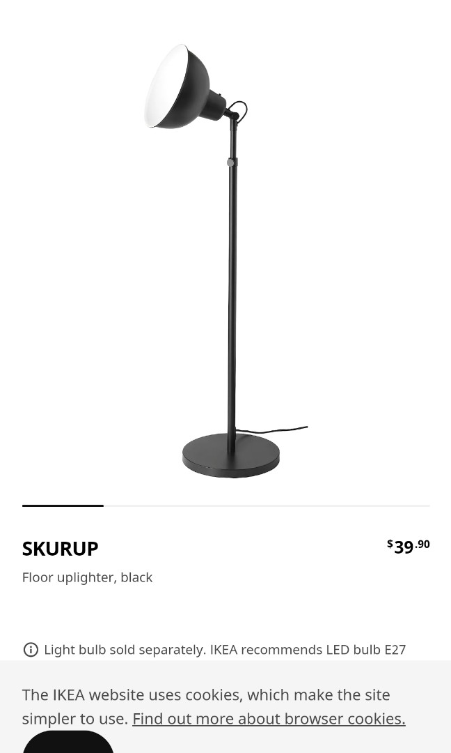 Ikea skurup floor lamp, Furniture & Home Living, Lighting & Fans ...