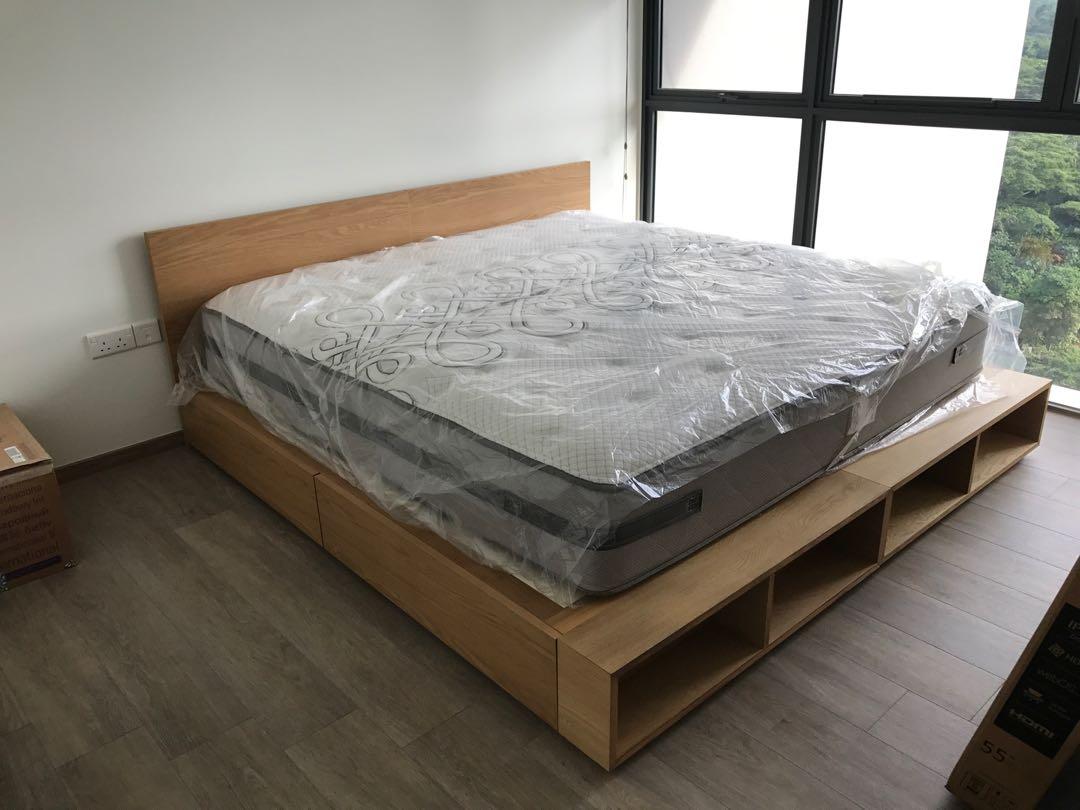 Muji Oak Storage Bed Single x 2, Furniture & Home Living, Furniture ...