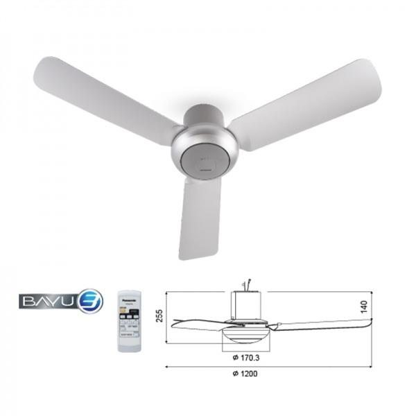 Panasonic Bayu JR 3-Blade 120cm (48 inch) F-M12D2 (Silver) Baby Ceiling ...