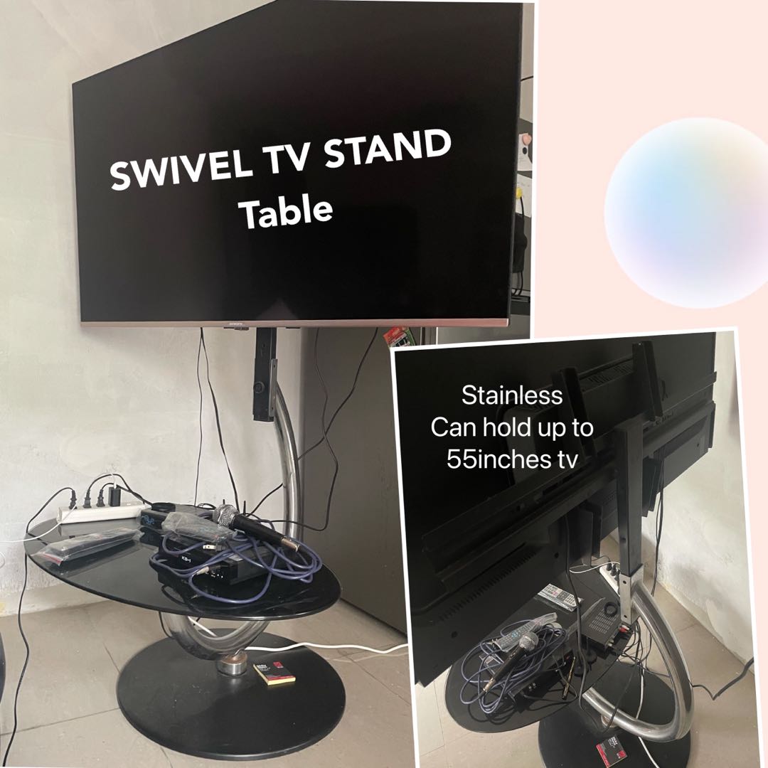 Rotating swivel Tv stand table stainless heavy duty, Furniture & Home ...