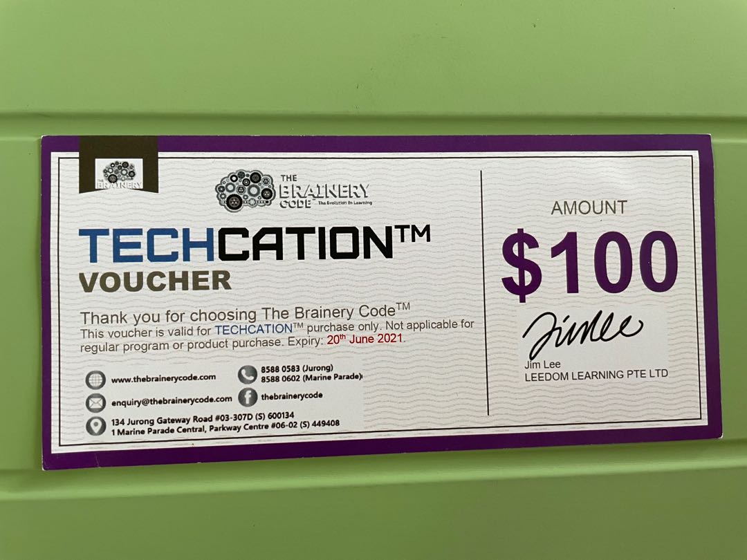 Brainery Code Techcation $100 voucher, Everything Else on Carousell