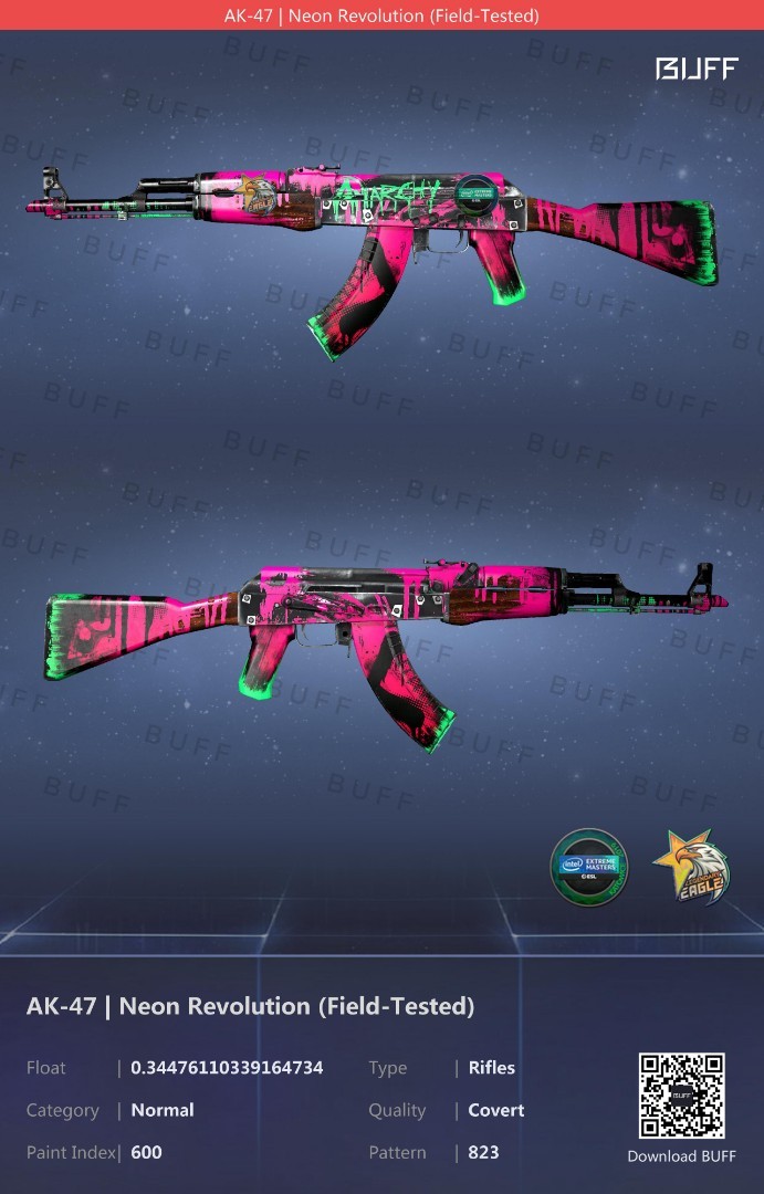 CSGO AK47 NEON REVOLUTION RIFLE WEAPON SKIN, Video Gaming, Gaming ...