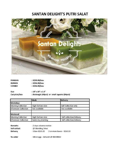 Kueh Putri Salat Durian / Pandan, Food & Drinks, Baked Goods on Carousell