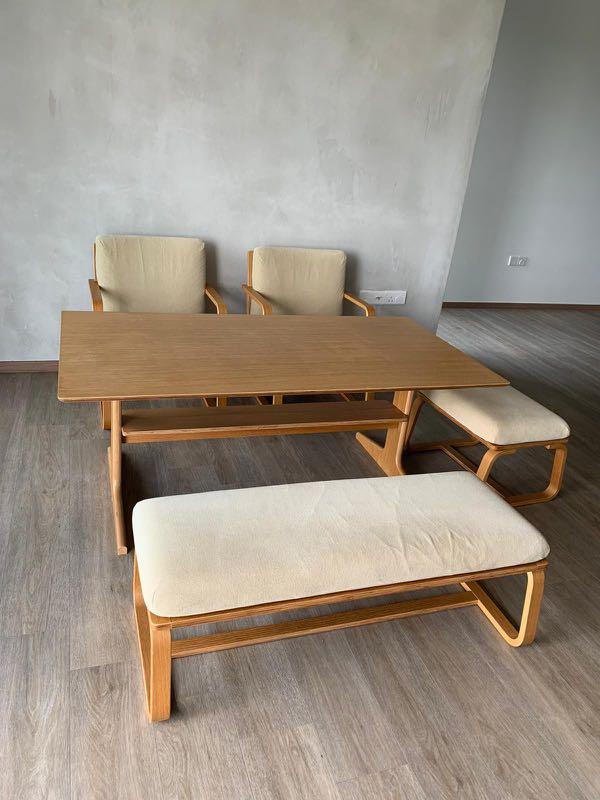 Muji Oak Living Dining Set, Furniture & Home Living, Furniture, Tables ...