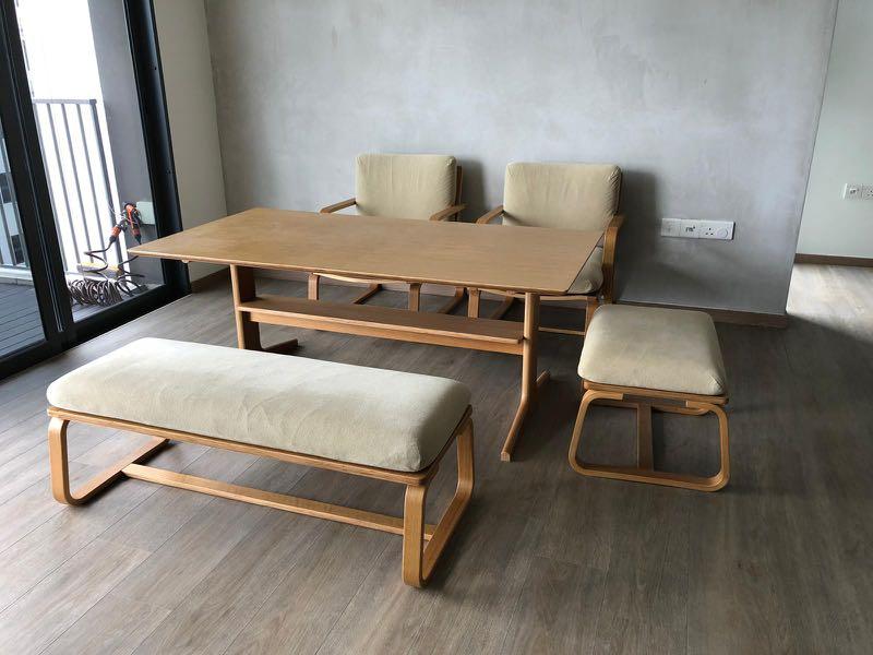 Muji Oak Living Dining Set, Furniture & Home Living, Furniture, Tables ...