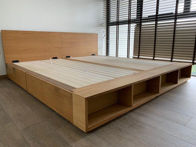 Muji Oak Storage Bed Single x 2, Furniture & Home Living, Furniture ...