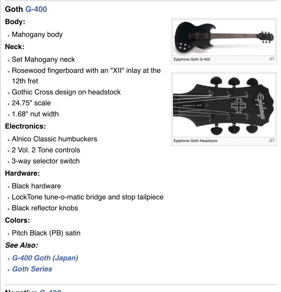 Epiphone SG G-400 Goth Ltd Edition, Hobbies & Toys, Music & Media ...