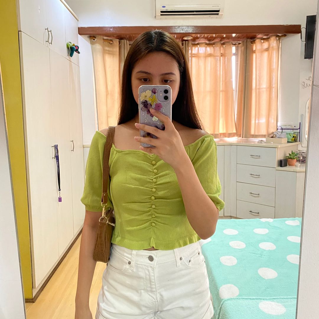 Lime Green Korean inspired top, Women's Fashion, Tops, Others Tops on ...