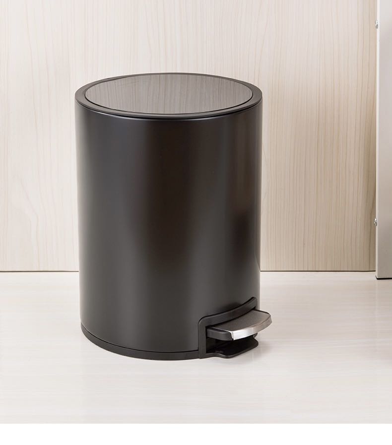 Metallic black covered dustbin with soft closing, Furniture & Home ...