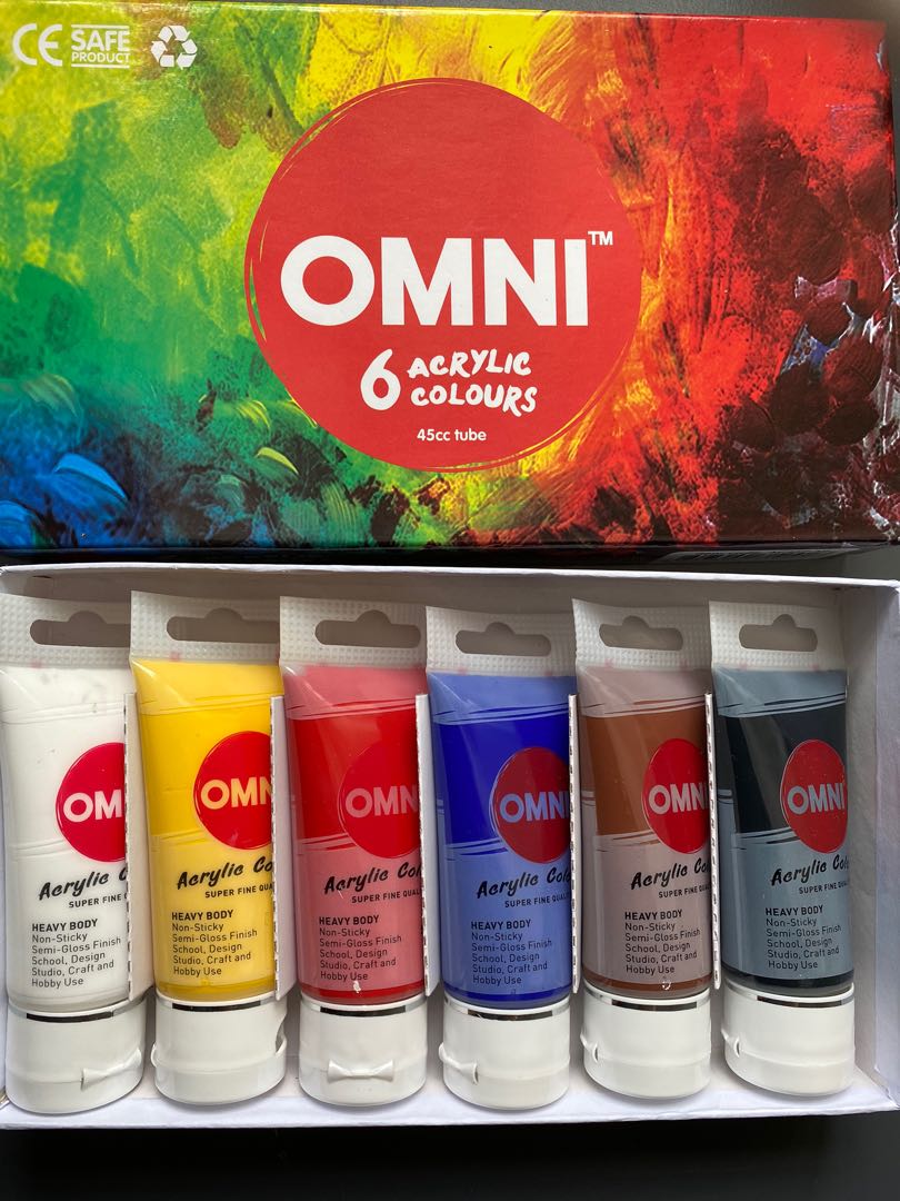 OMNI Acrylic Paint [6 tubes], Hobbies & Toys, Stationery & Craft, Craft ...