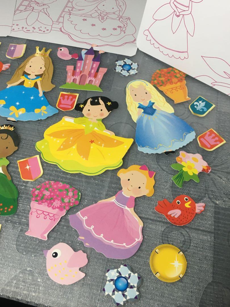 Princesses stickers and coloring sheets (unused), Hobbies & Toys ...