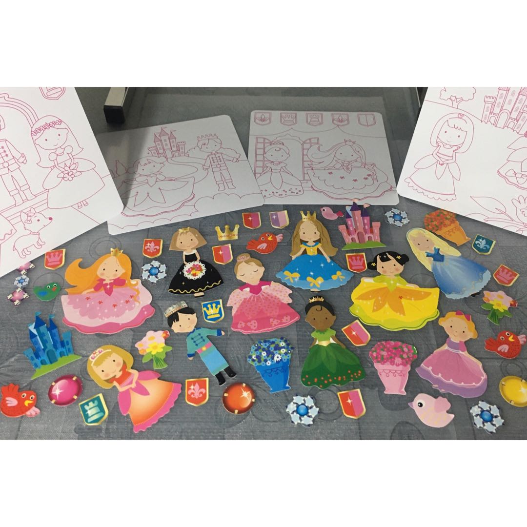 Princesses stickers and coloring sheets (unused), Hobbies & Toys ...