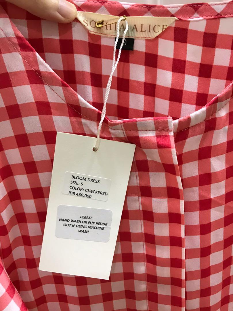Sophia Alice Rtw Bloom Red Checkered Dress X Lostandfoundshoppe, Fesyen ...