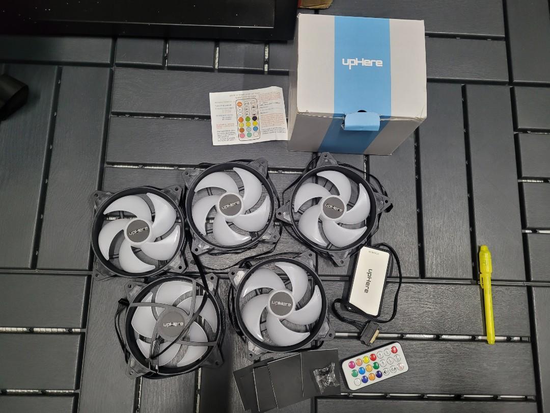 upHere 5-Pack 120mm Silent Intelligent Control RGB Fan Adjustable ...