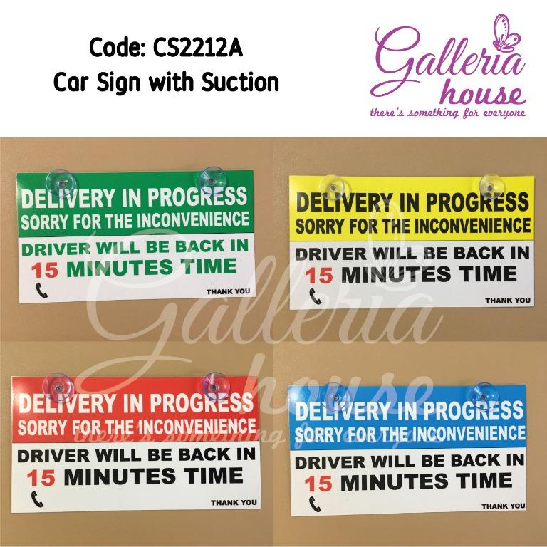Delivery In Progress Car Sign with suction pumps, Car Accessories ...