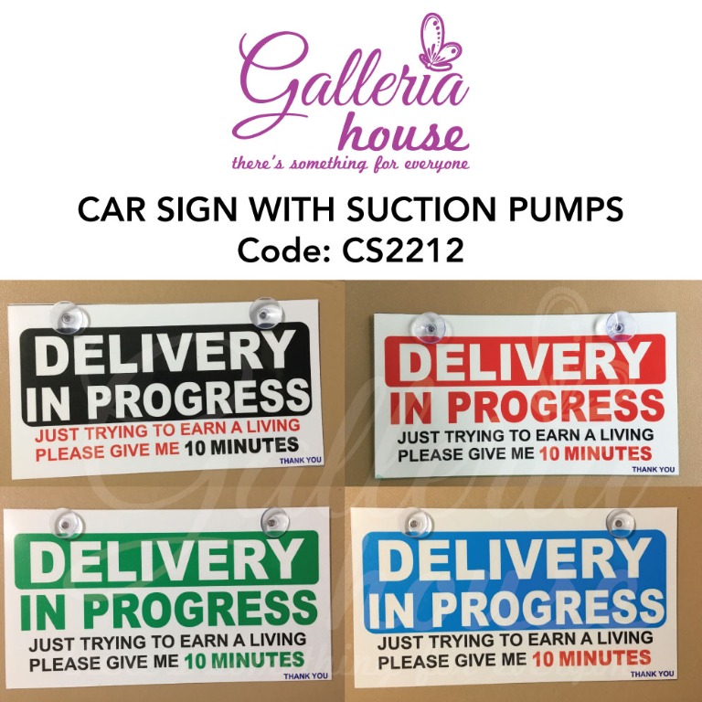 Delivery In Progress Car Sign with suction pumps, Car Accessories ...