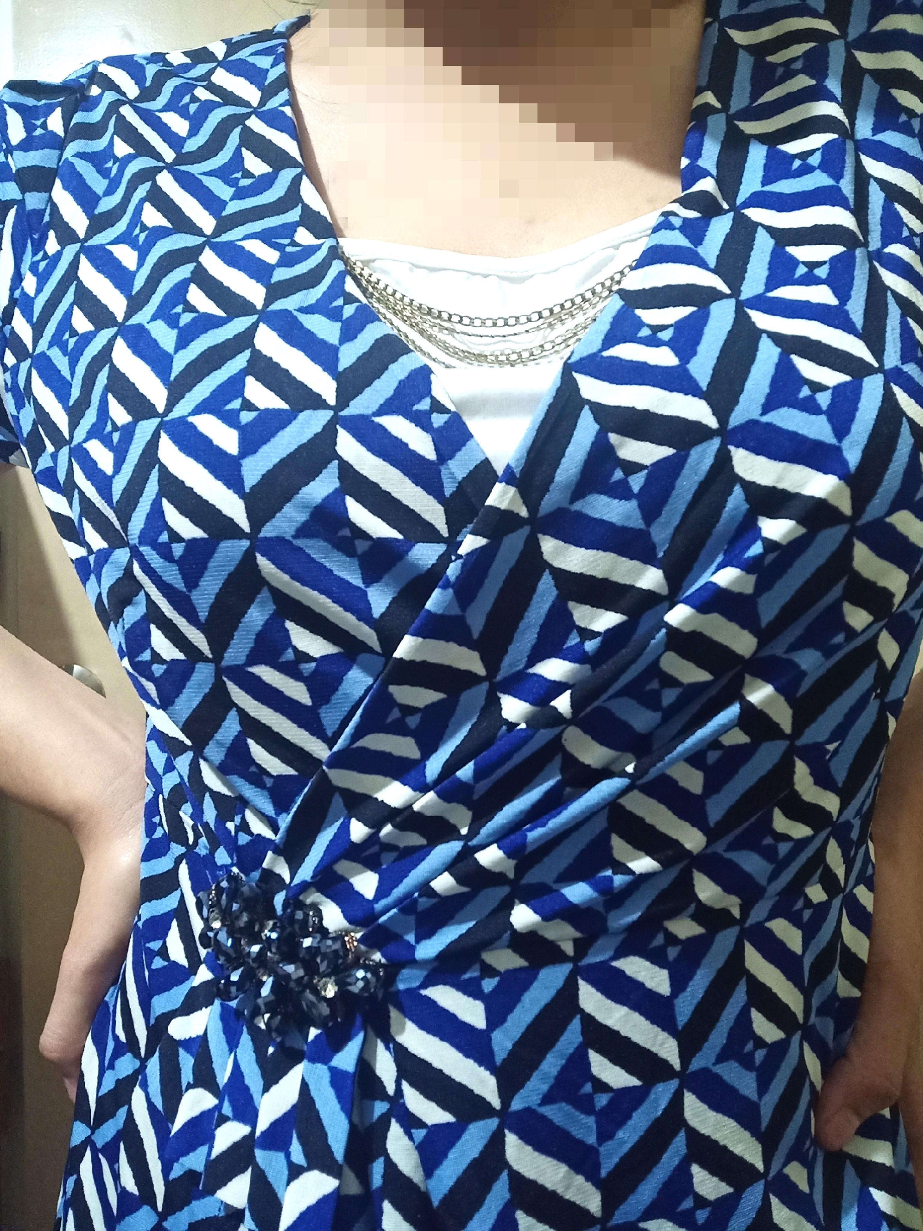 Diamond Pattern Overlap Dress, Women's Fashion, Dresses & Sets, Dresses ...