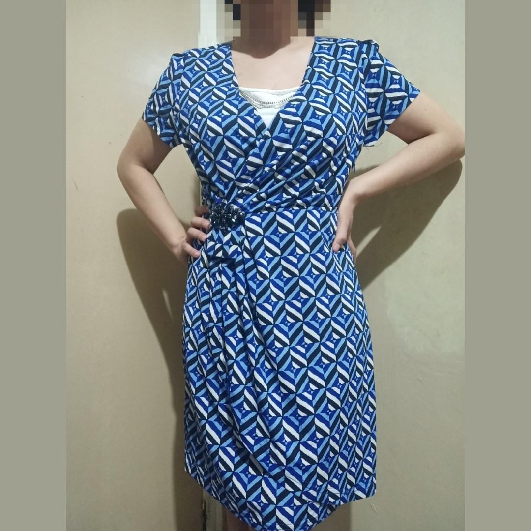 Diamond Pattern Overlap Dress, Women's Fashion, Dresses & Sets, Dresses ...