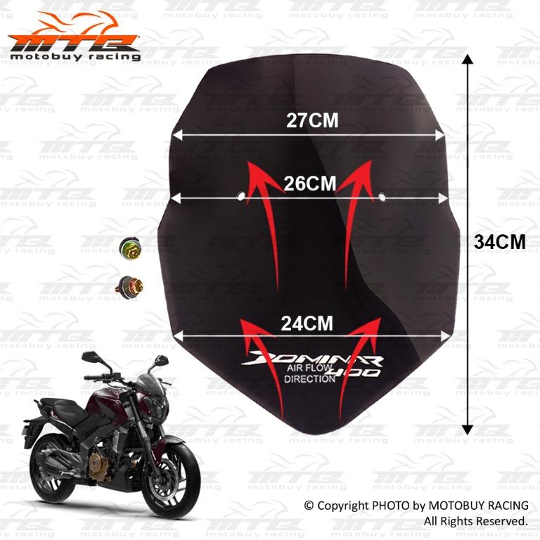 MTB WINDSHIELD BLACK / SMOKE FOR DOMINAR 400, Auto Accessories on Carousell