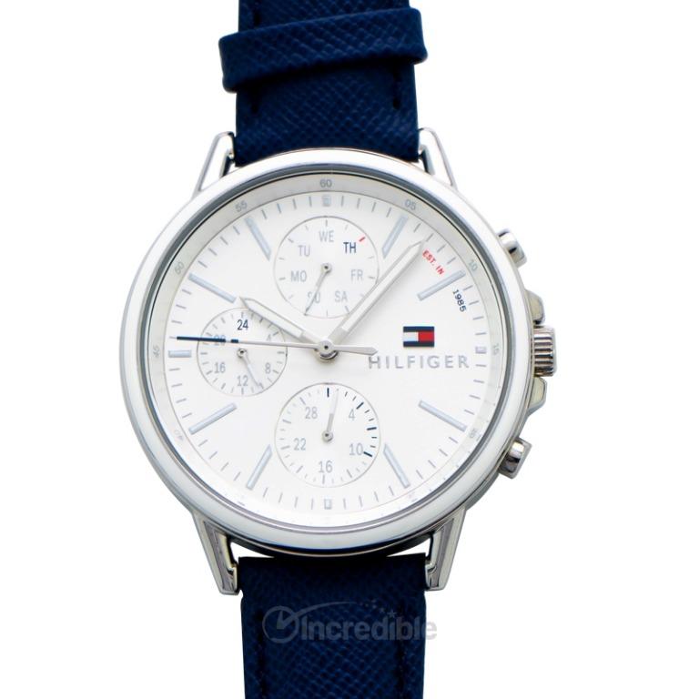 [NEW] Tommy Hilfiger Carly Chronograph White Dial Blue leather Watch ...