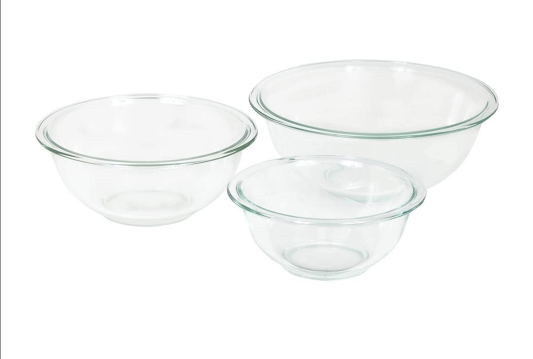 Pyrex Prepware 3-Piece Mixing Bowl Set, Clear, Furniture & Home Living ...