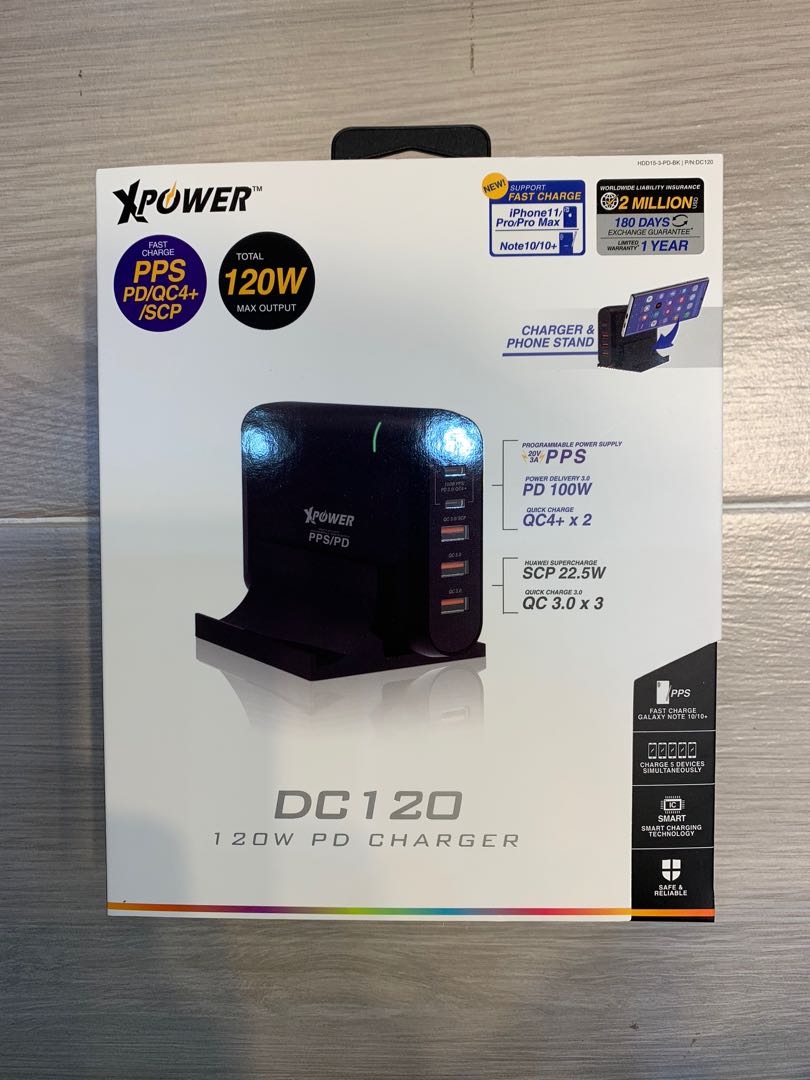 🔥 全新現貨🔥XPower 120W 5 Port PD Charger DC120, 手提電話, 電話及其他裝置配件, 電池及充電器 ...