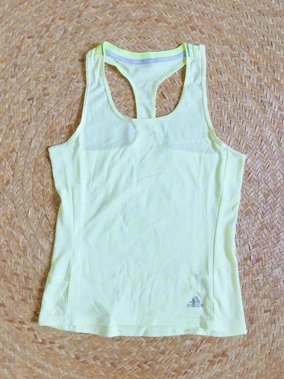 Adidas Neon Yellow Running Top, Women's Fashion, Activewear on Carousell