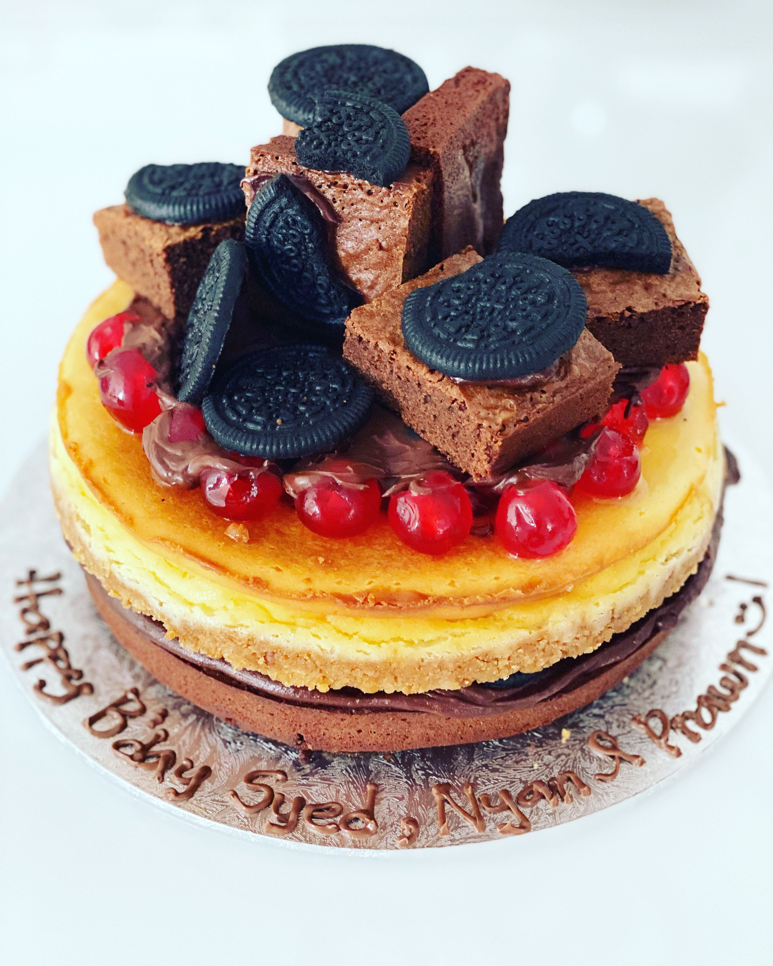 Brownie cheesecake tower, Food & Drinks, Homemade Bakes on Carousell